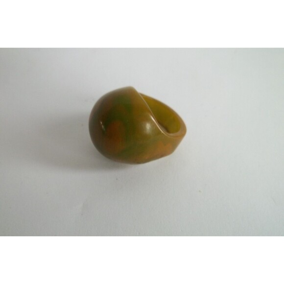 Unbranded | Jewelry | Vintage Bakelite Ring Big Domed Green Brownorange ...